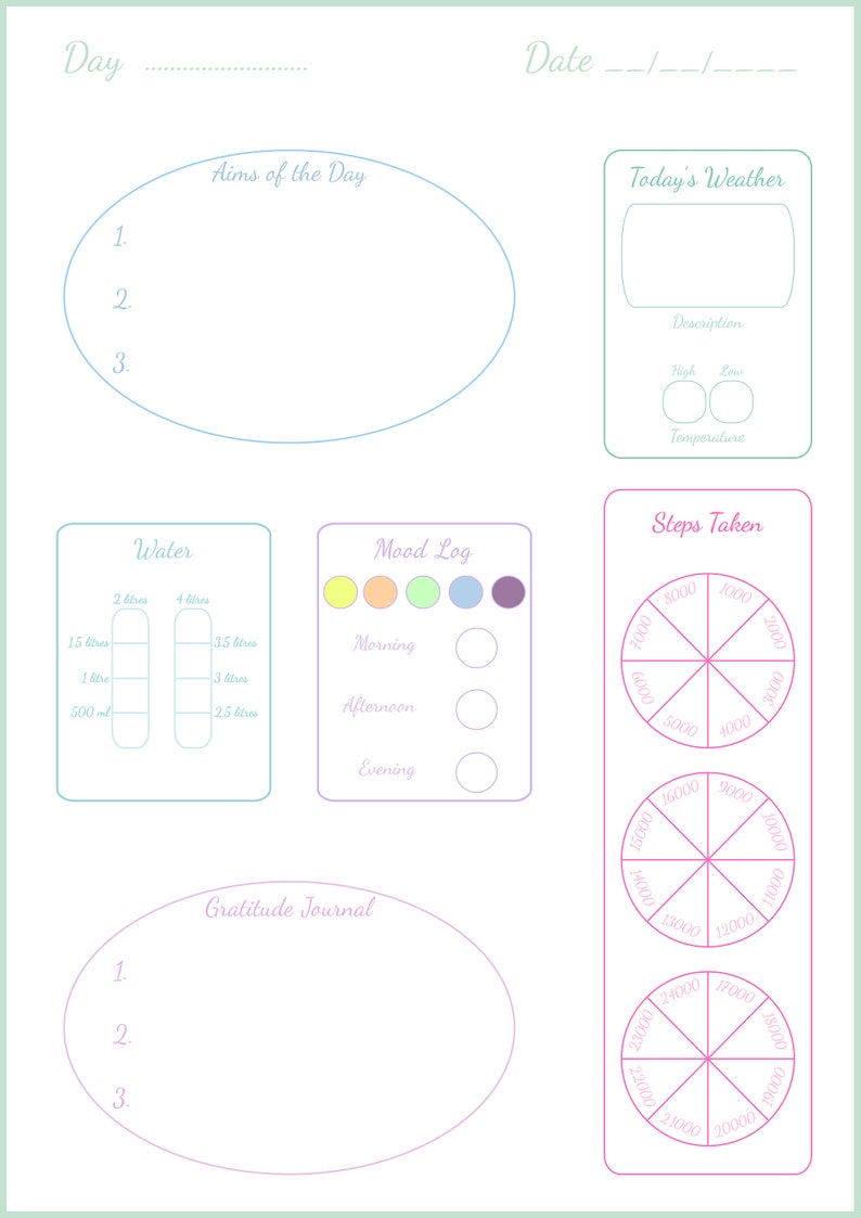 Printable Daily Mindfulness and Monthly Health Logs - Etsy