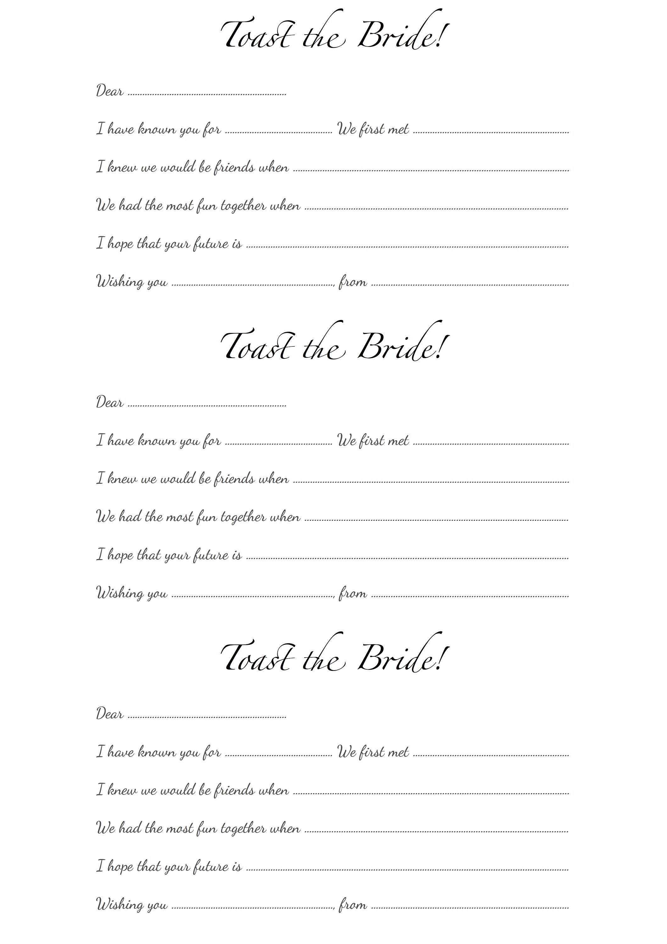 Printable Toast the Bride, Fun Bridal Shower Card - Etsy