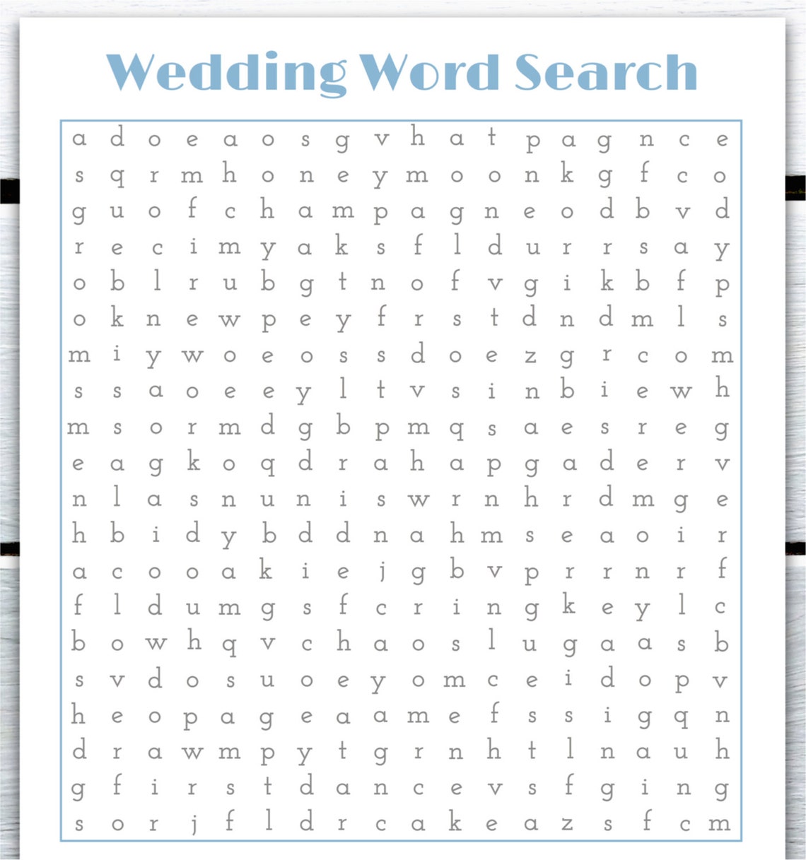 Printable Blue Grey Wedding Word Search - Etsy UK