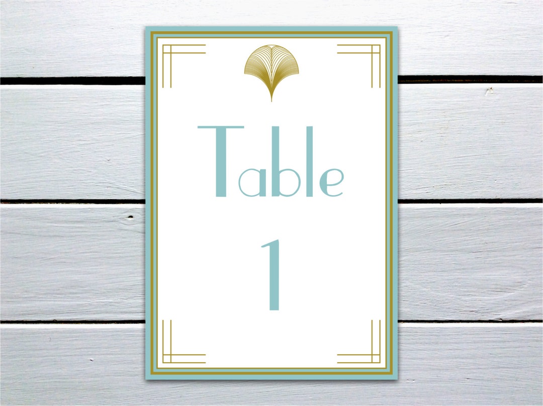 1920s Digital Great Gatsby Blue Table Numbers 1-24 - Etsy