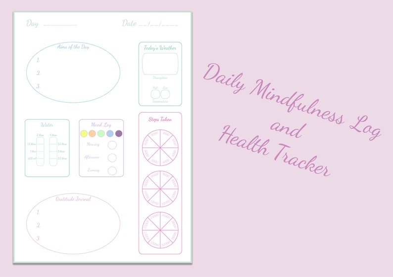 Printable Daily Mindfulness Log and Health Tracker - Etsy