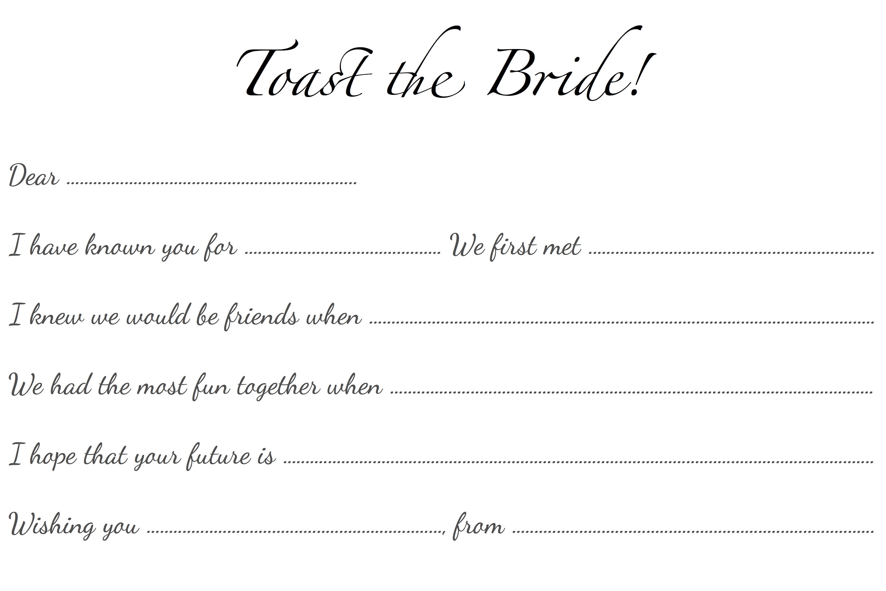 Printable Toast the Bride, Fun Bridal Shower Card - Etsy