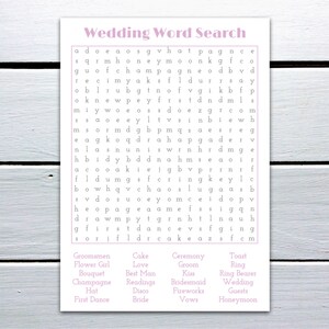 Printable Pink Grey Wedding Word Search - Etsy UK