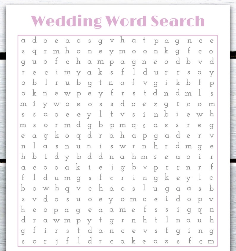 Printable Pink Grey Wedding Word Search - Etsy UK