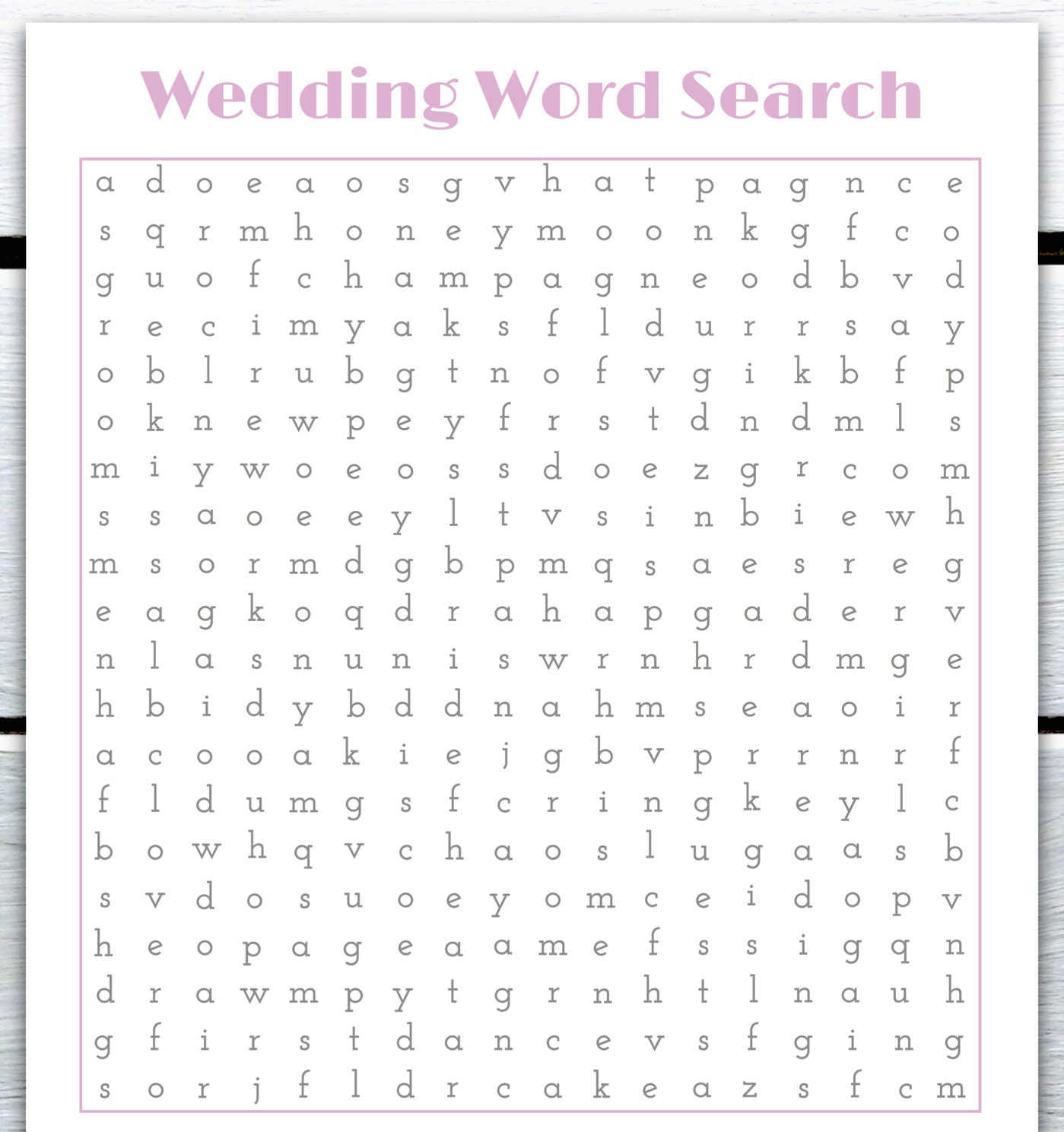 Printable Pink Grey Wedding Word Search - Etsy UK