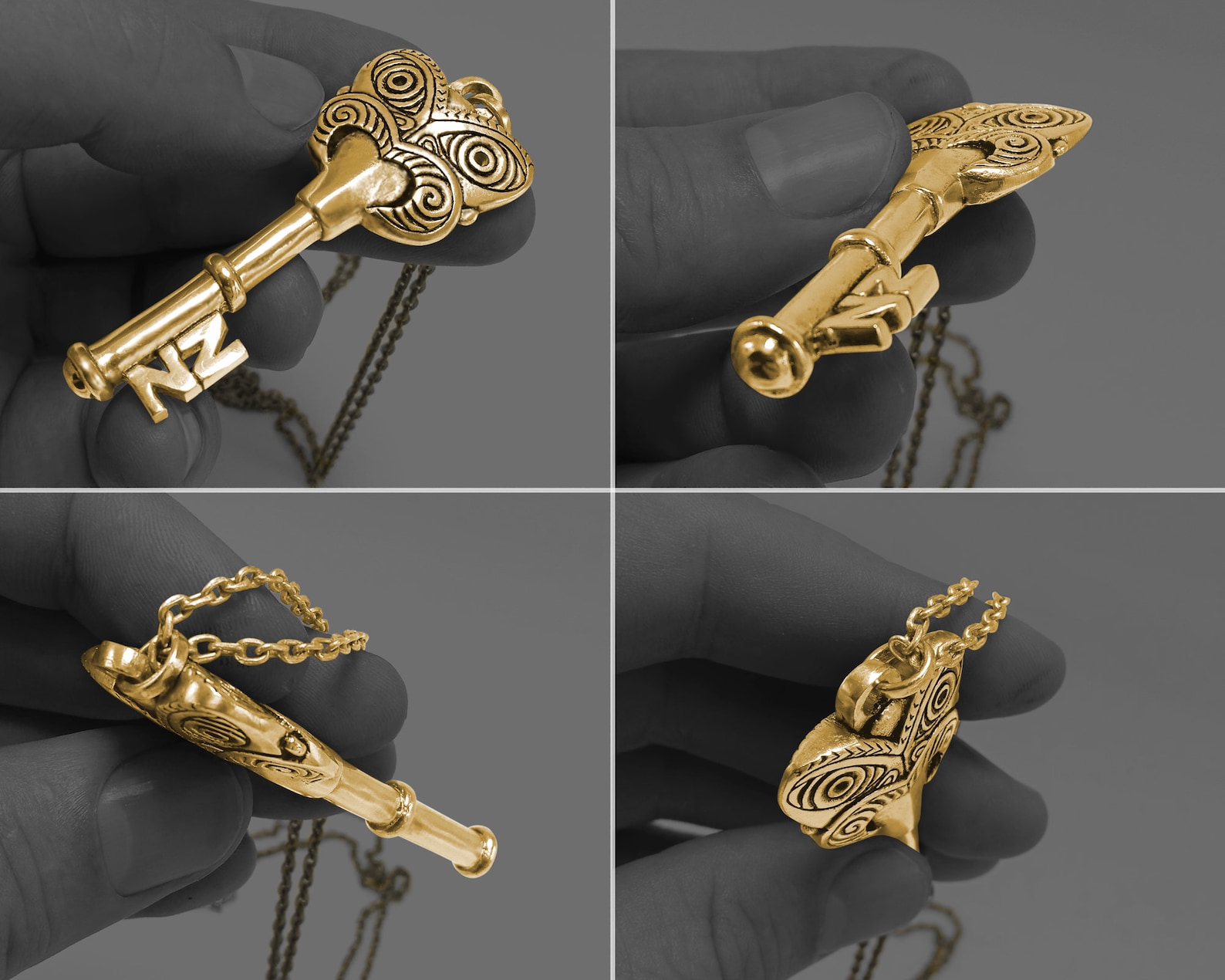 Maori 21st Key Necklace, Brass Koruru Ancestor Pendant, Leadership ...