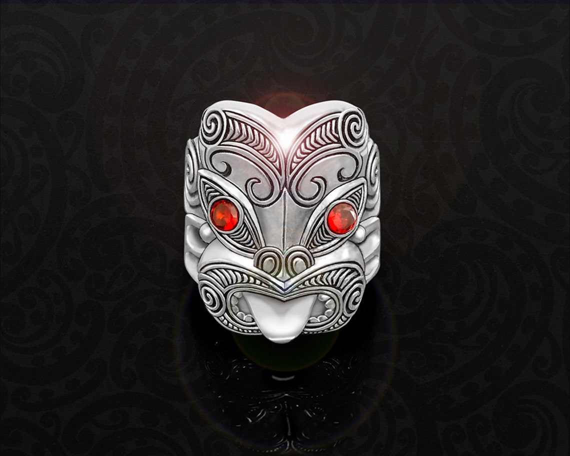 Maori Hawaiian Mens Statement Ring New Zealand Tiki - Etsy Australia