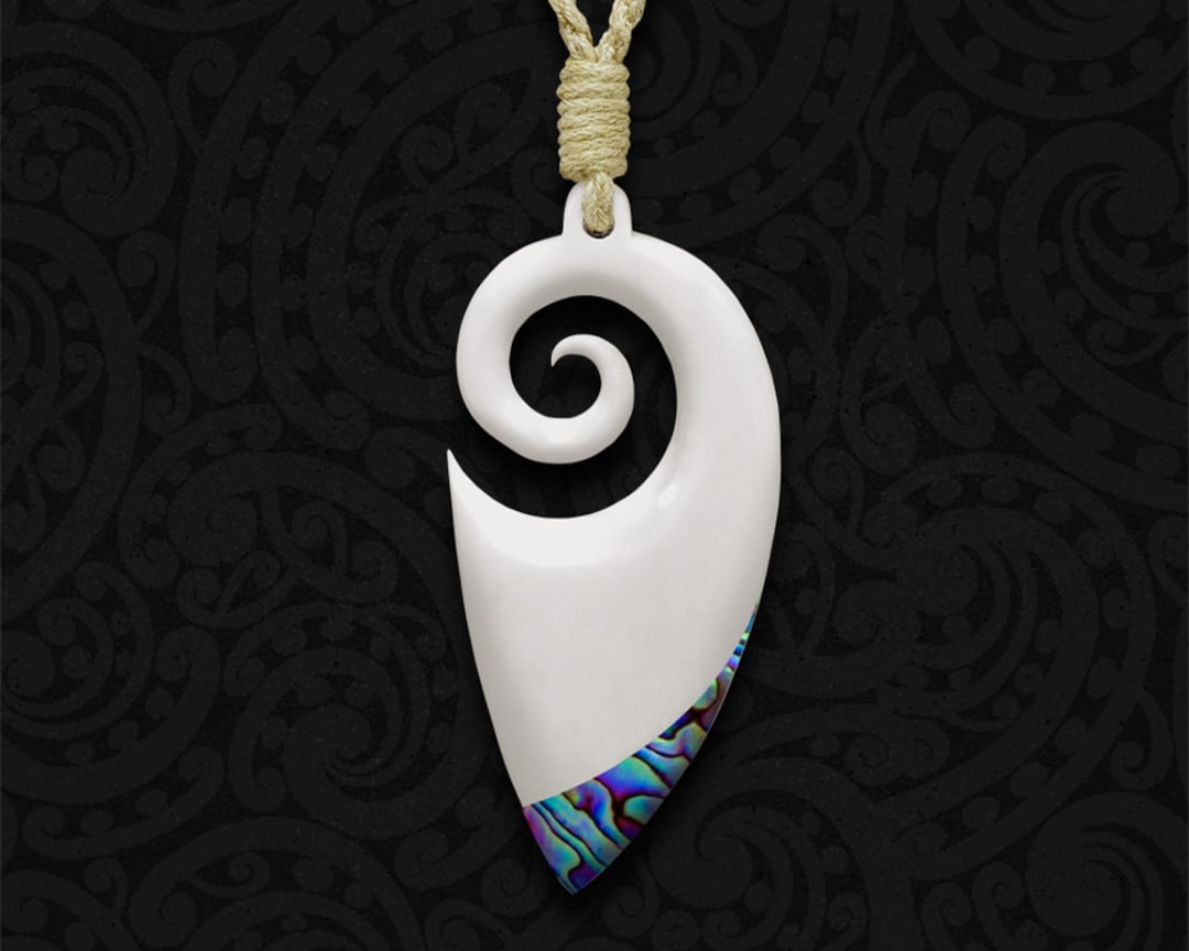Hand Carved Bone Koru Pendant | Maori New Zealand Necklace | Spiral ...