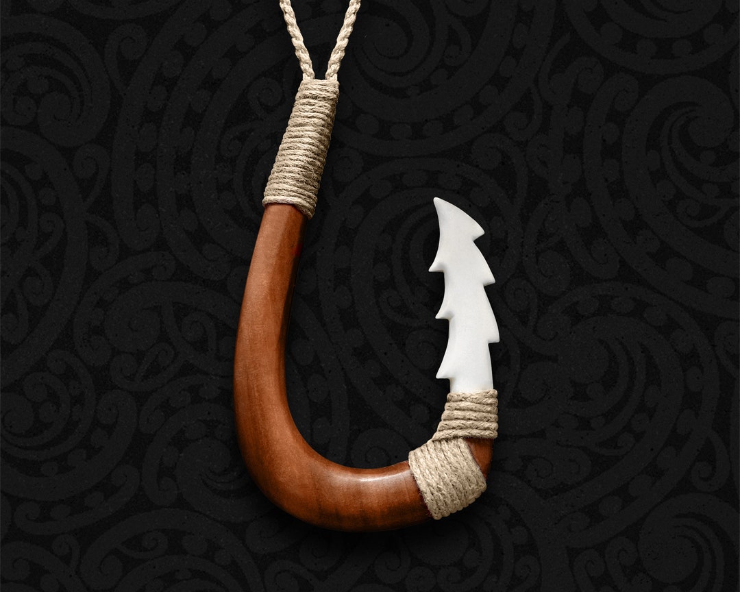 New Zealand Maori Necklace, Large Fish Hook Pendant - Etsy