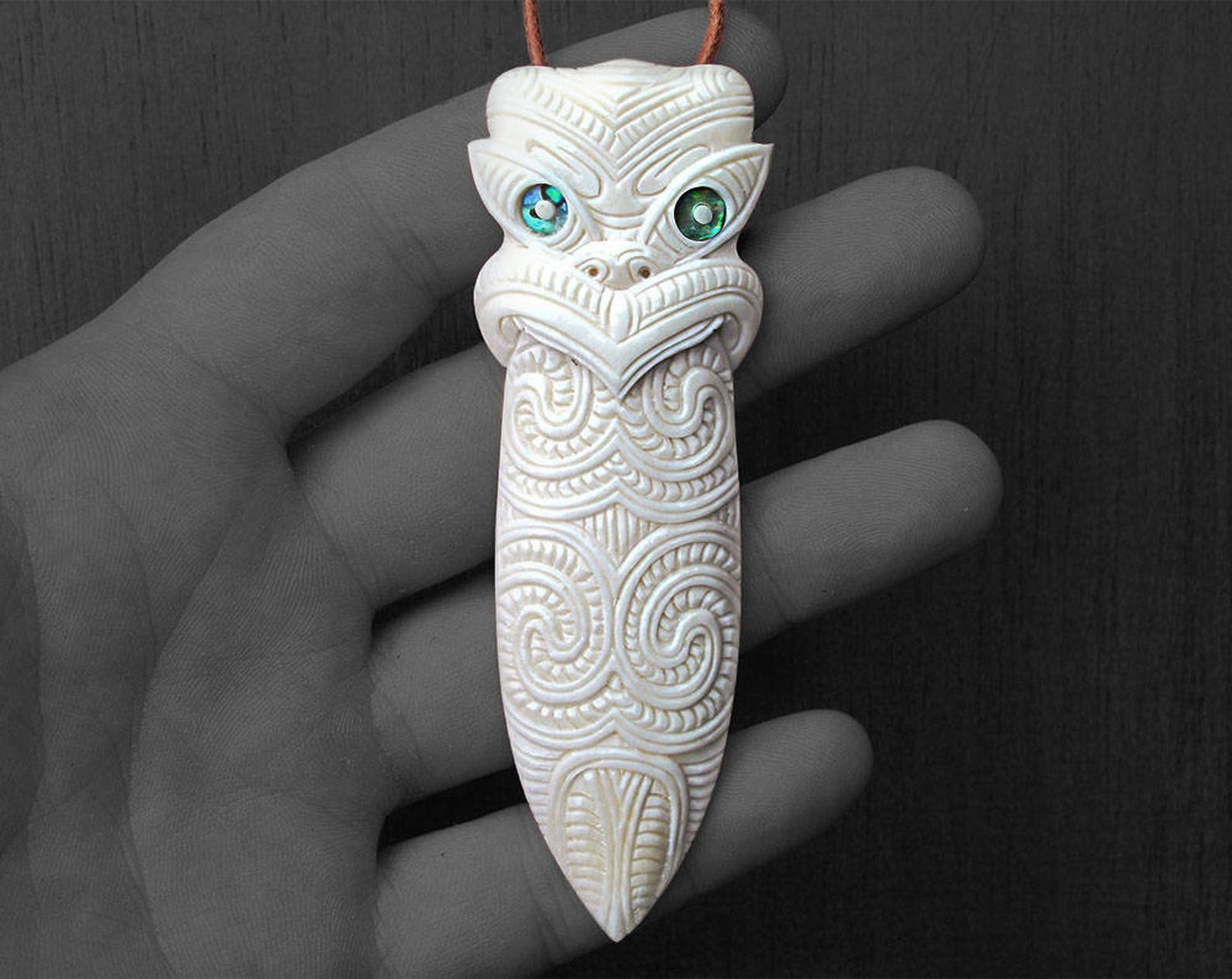 Maori Necklace New Zealand Tribal Bone Carving Pendant | Etsy