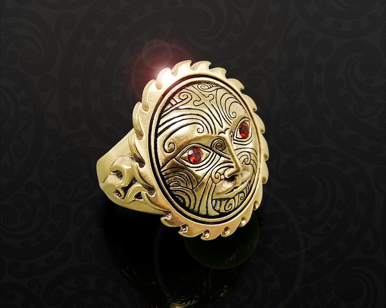Maori Hawaiian Statement Ring New Zealand Tiki Designed by - Etsy