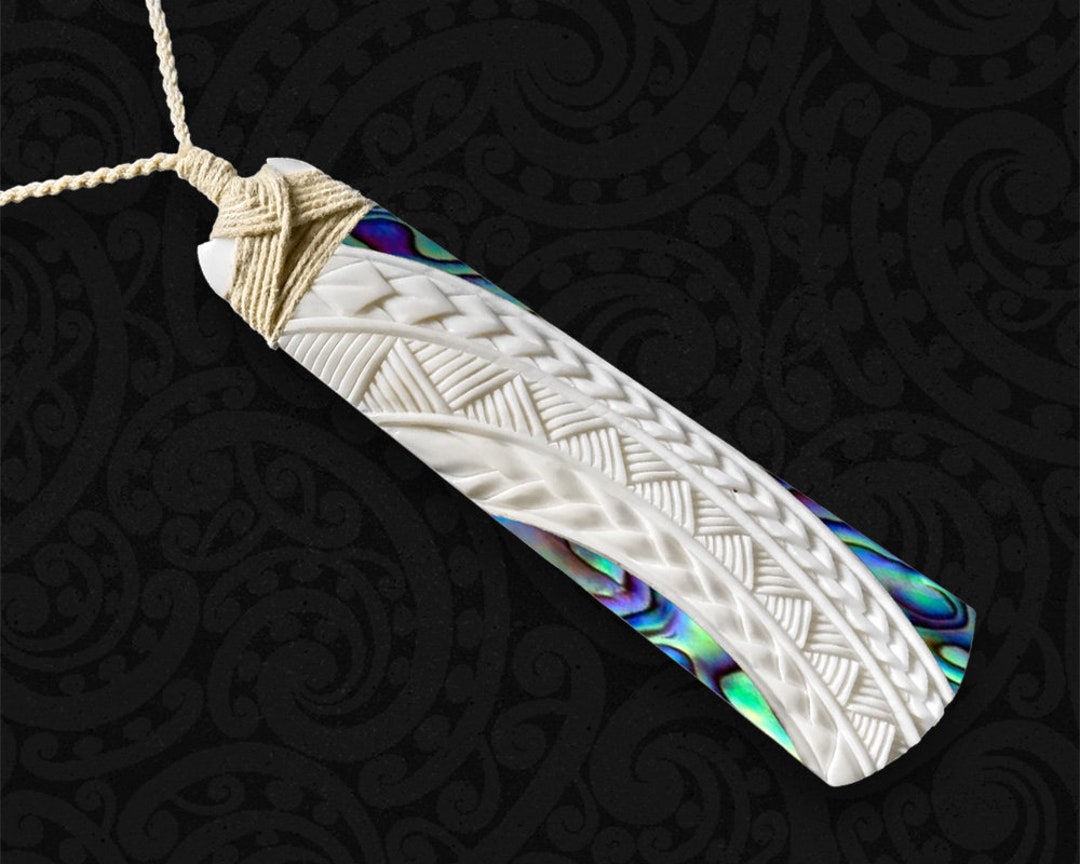 New Zealand Maori Toki Axe Necklace, Hand Carved Bone Pendant ...
