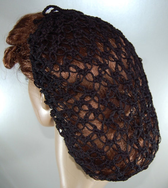 Black Italian Ribbon Yarn Lover's Knot Hair Snood With | Etsy