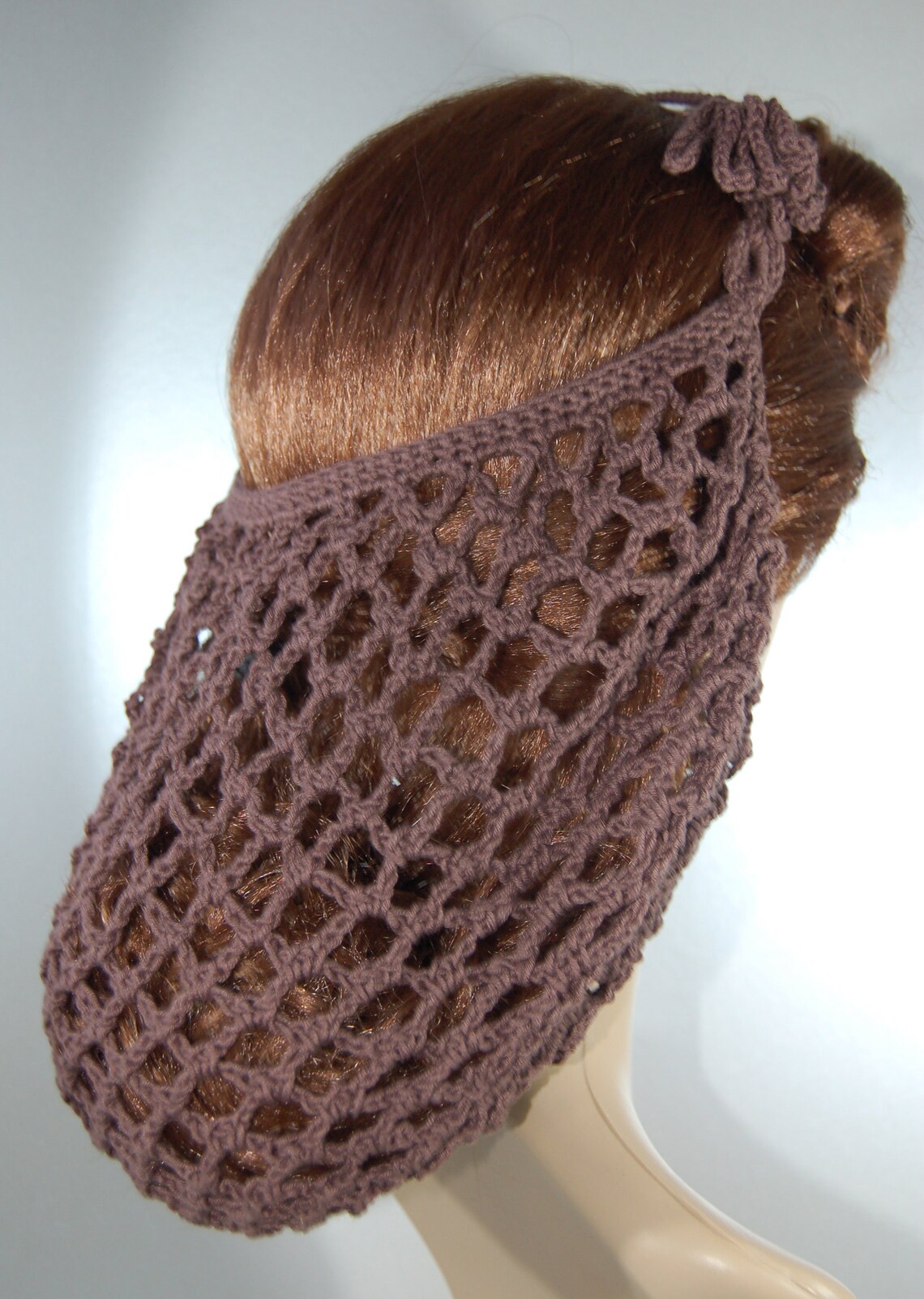 Cocoa Brown Cotton Half-Snood with Ties 1940s Vintage Hair | Etsy
