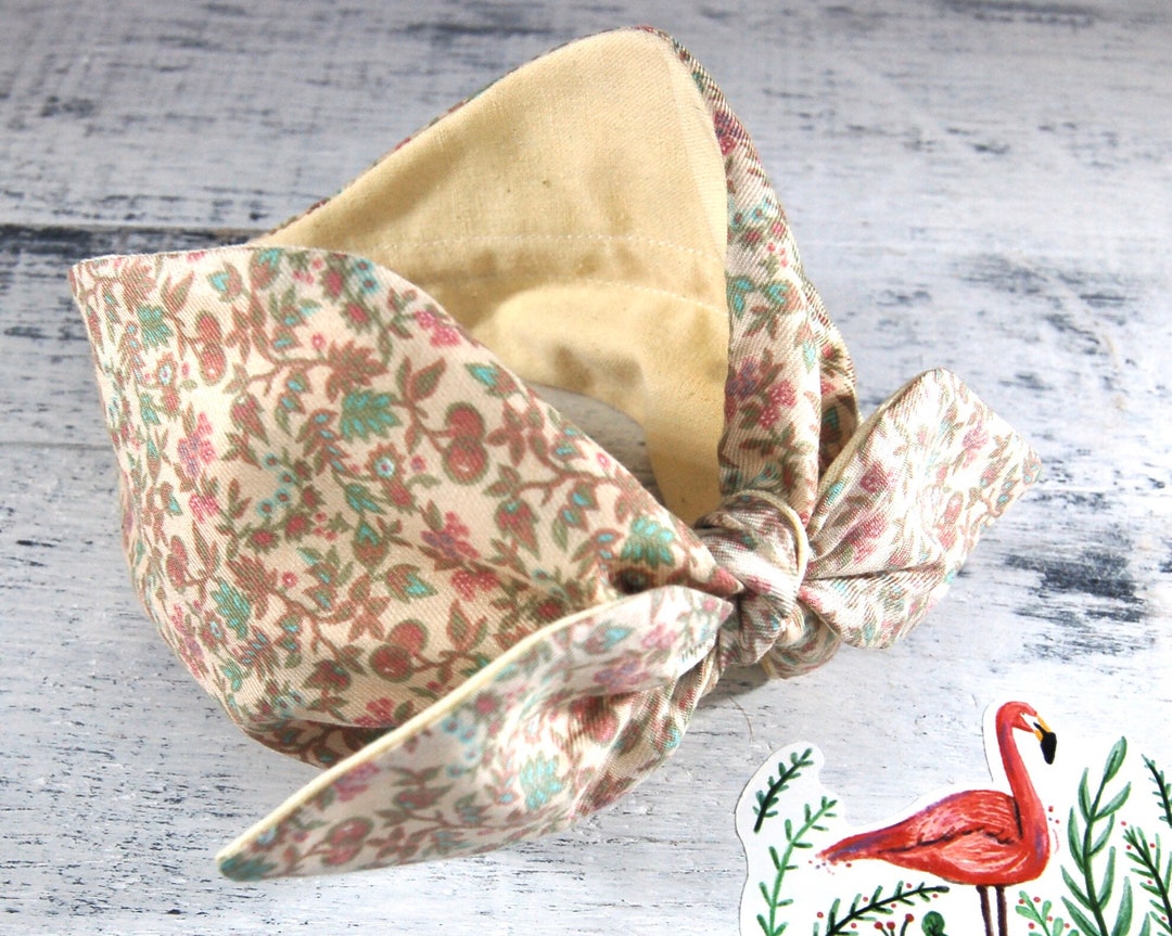 Vintage Cherry Print Turban Style Headband Vintage Headscarf - Etsy