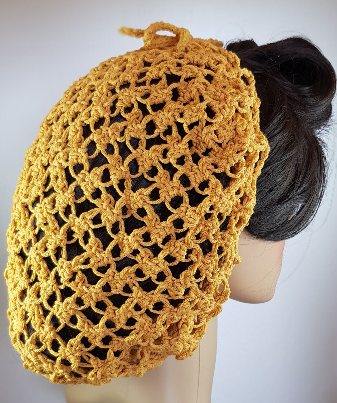 Cotton Yoke Yellow Lover's Knot Hair Snood con cordón 1940's - Etsy España