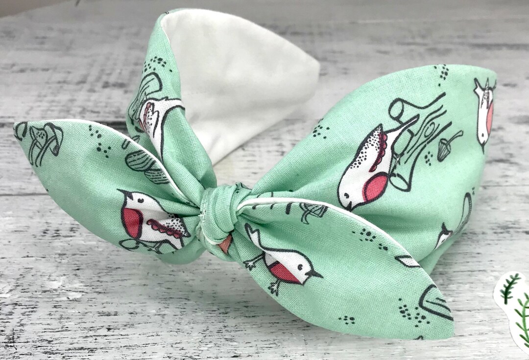 SALE Turban Style Headband in Robin Bird Print Vintage Headscarf - Etsy