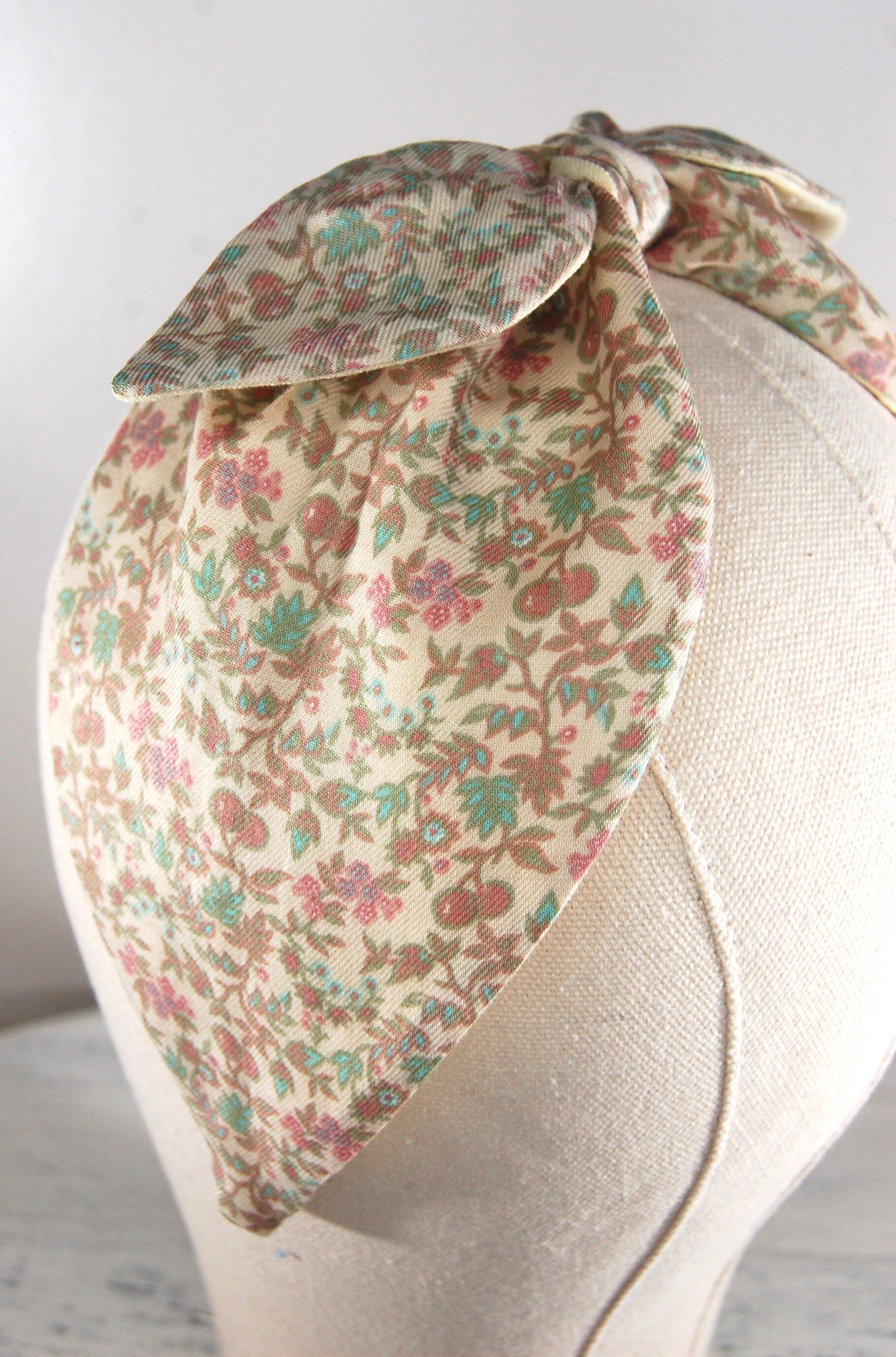 Vintage Cherry Print Turban Style Headband Vintage Headscarf - Etsy