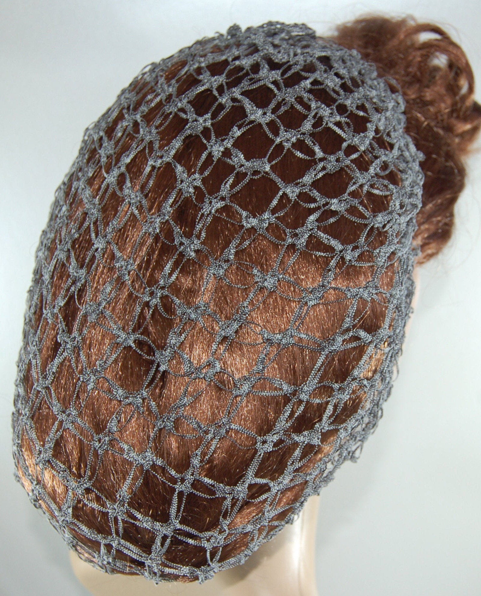 Black and White Italian Ribbon Yarn Lover's Knot Hair Snood With ...