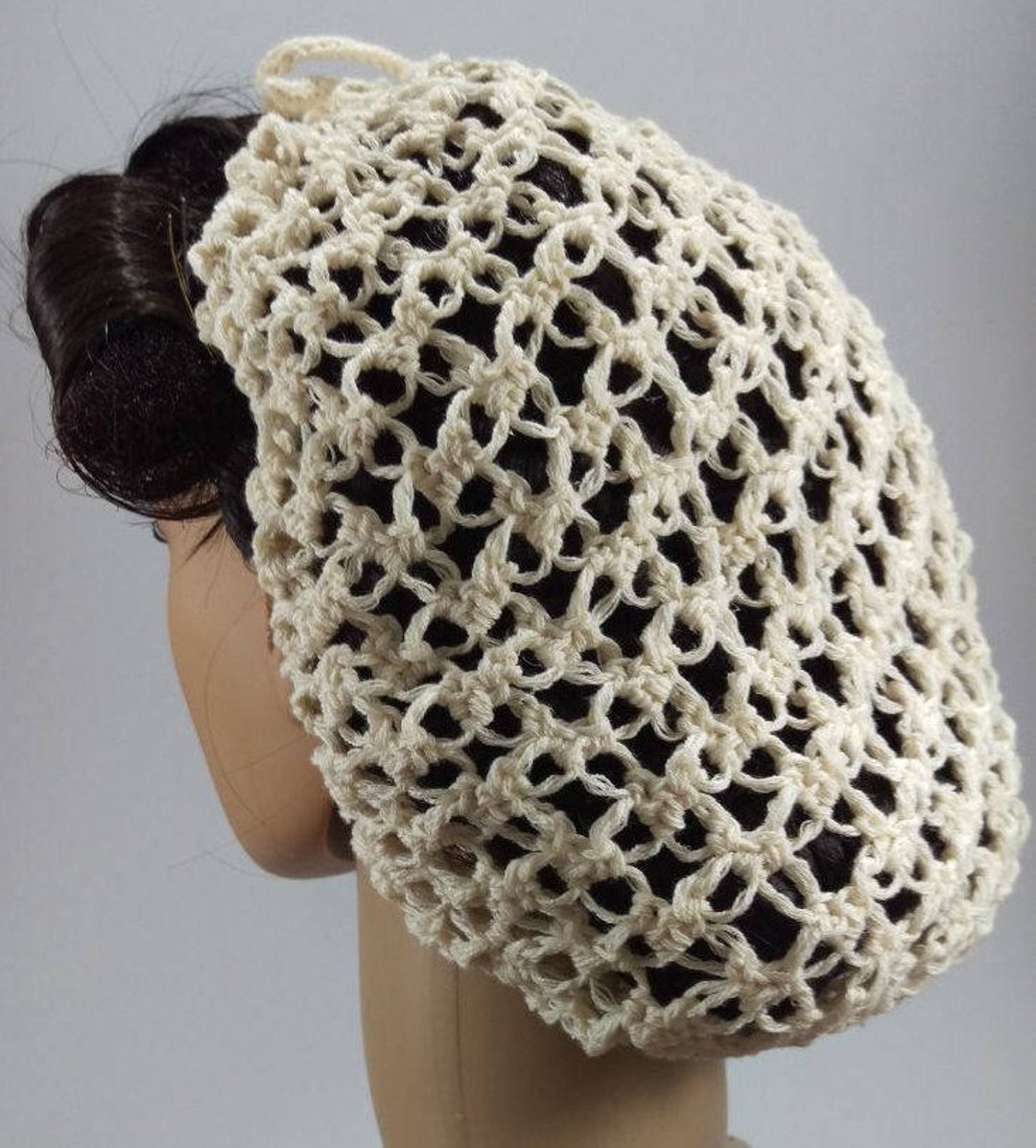 Cream Linen-blend Lover's-knot Hair Drawstring Snood 1940s Pin-up ...