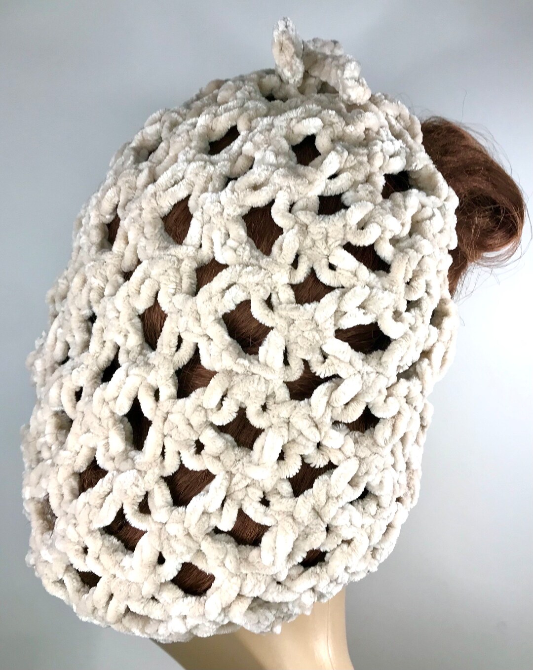 Light Fawn Velvet Lover's Knot Hair Snood With Drawstring 1940's - Etsy