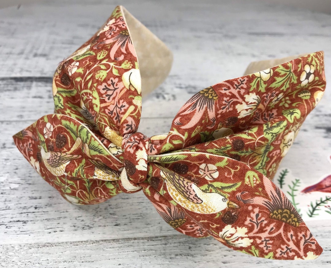 William Morris strawberry Thief Turban Style Headband in Brick-red ...