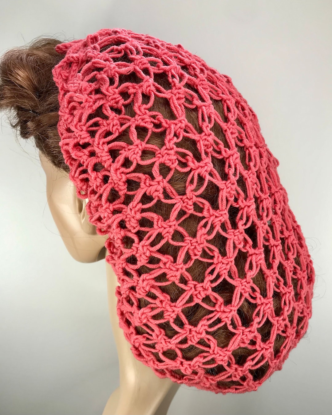 CLEARANCE CORAL Pink Merino Lover's Knot Hair Snood With Drawstring ...