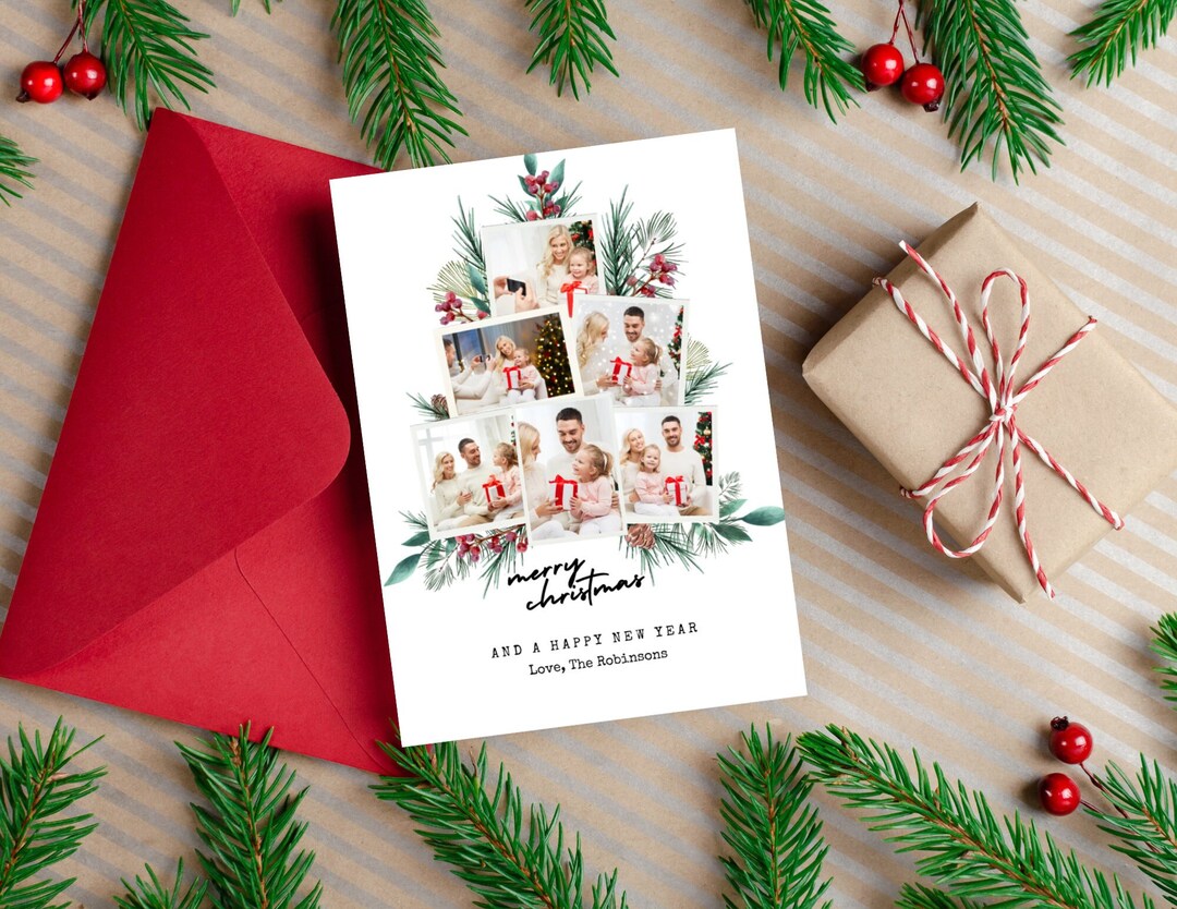 Christmas Tree Photo Card Template | 5x7 Holiday Picture Card (digital ...