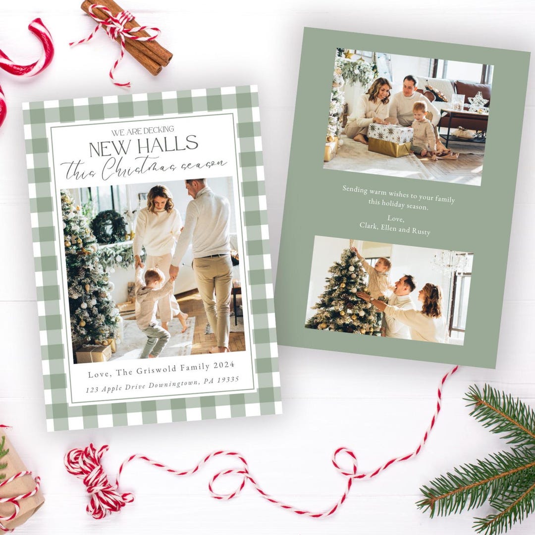 Decking New Halls New Home Christmas Card Template | Editable Photo ...