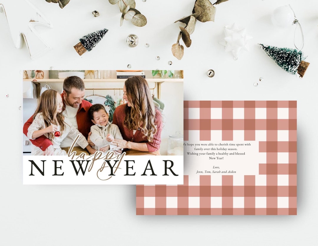 Editable Happy New Year Photo Card Template | Plaid Design (digital ...