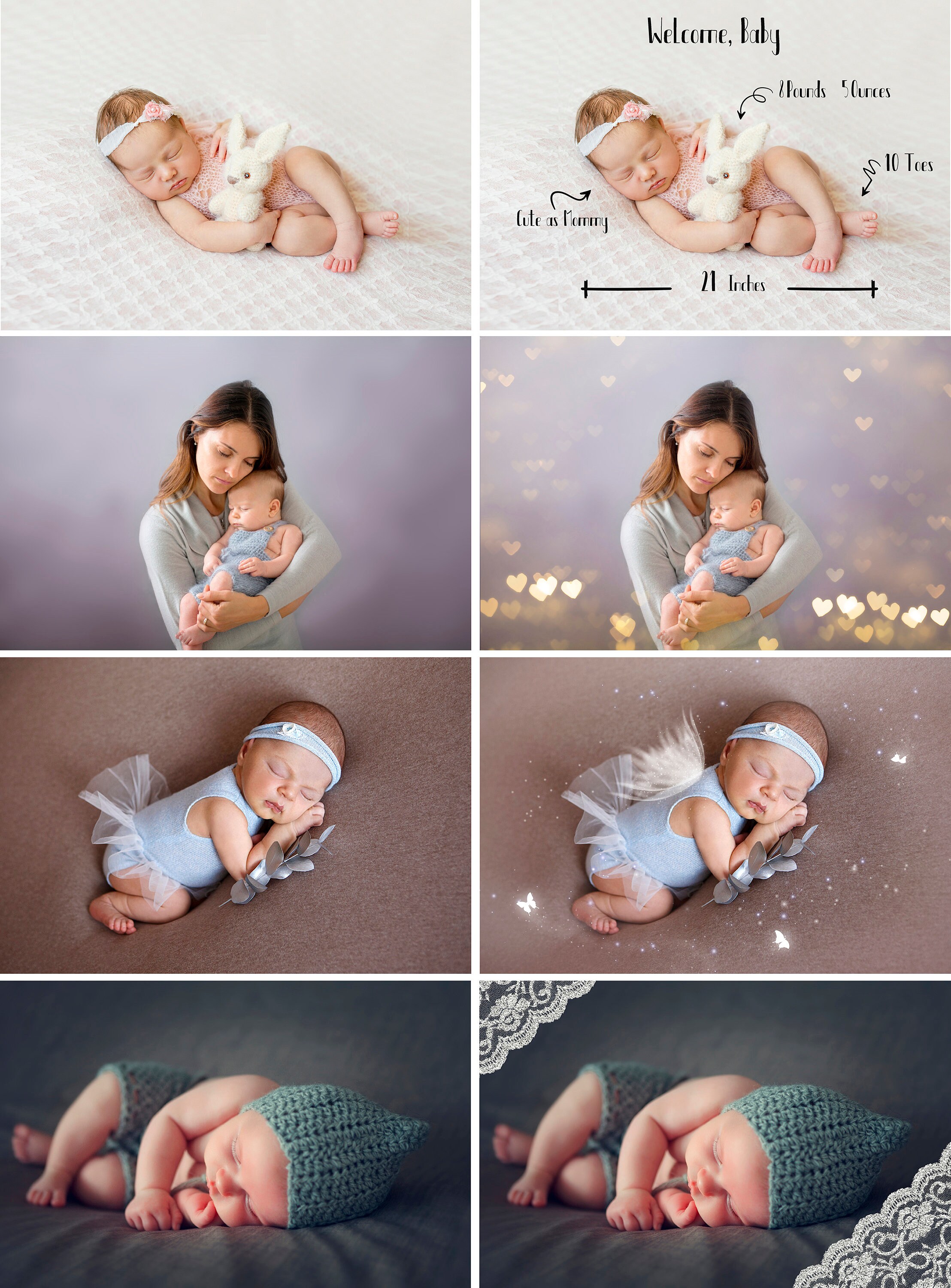140 Set Baby Newborn Children Overlay, Overlay Pack Bundle, Bokeh ...