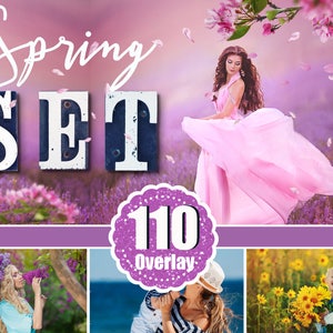 Spring Set Bundle Photo Overlay, Flower Petals Cloud Sky Sun Light Rain ...