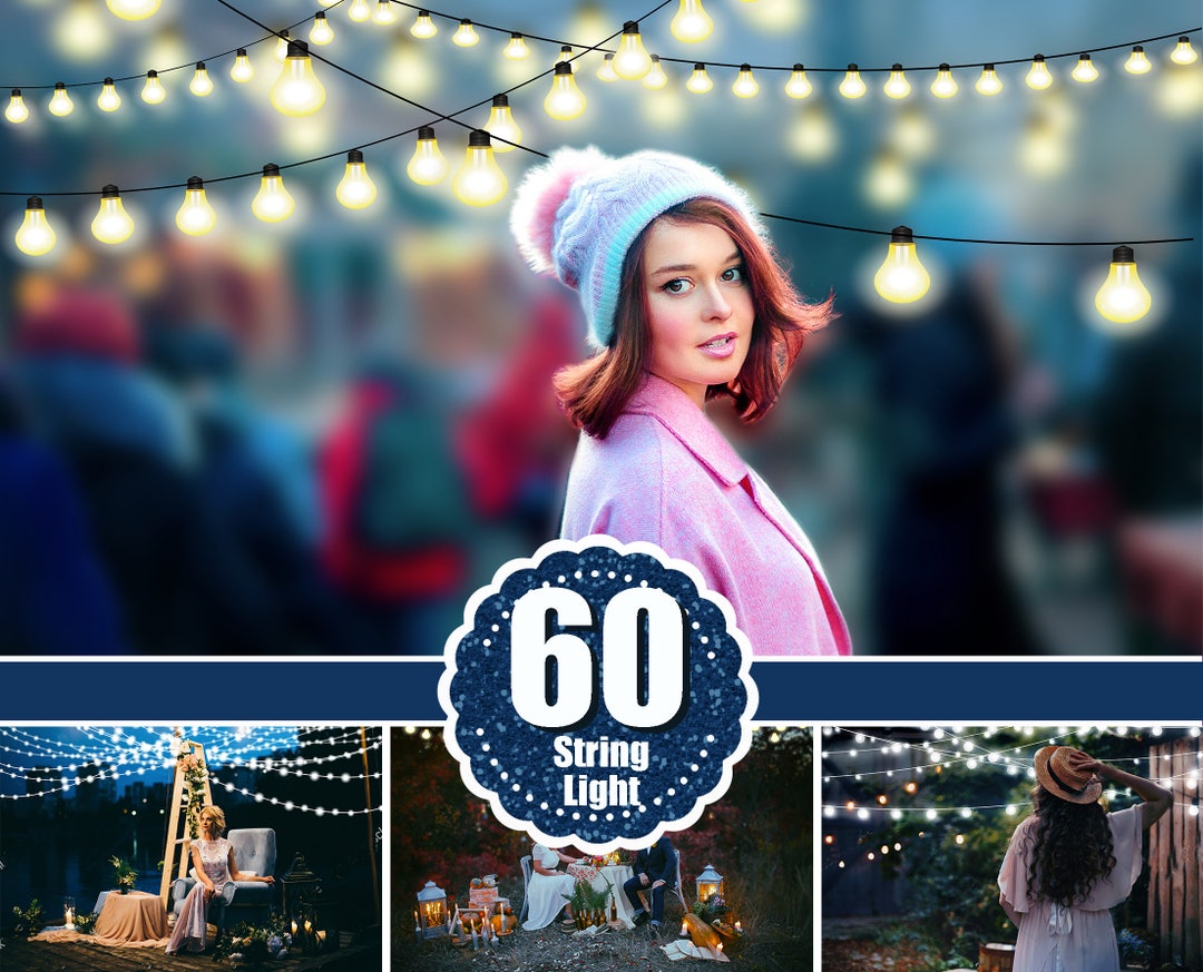 60 String Light Photo Overlays, Fairy Light Clipart, Christmas New Year ...