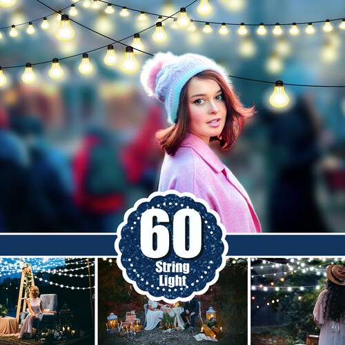 60 String Light Photo Overlays Fairy Light Clipart Christmas - Etsy