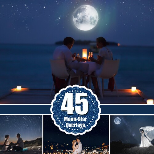 45 Falling Stars Moon Photoshop Overlays Night Sky Overlay - Etsy