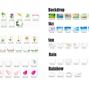 Spring Set Bundle Photo Overlay, Flower Petals Cloud Sky Sun Light Rain ...