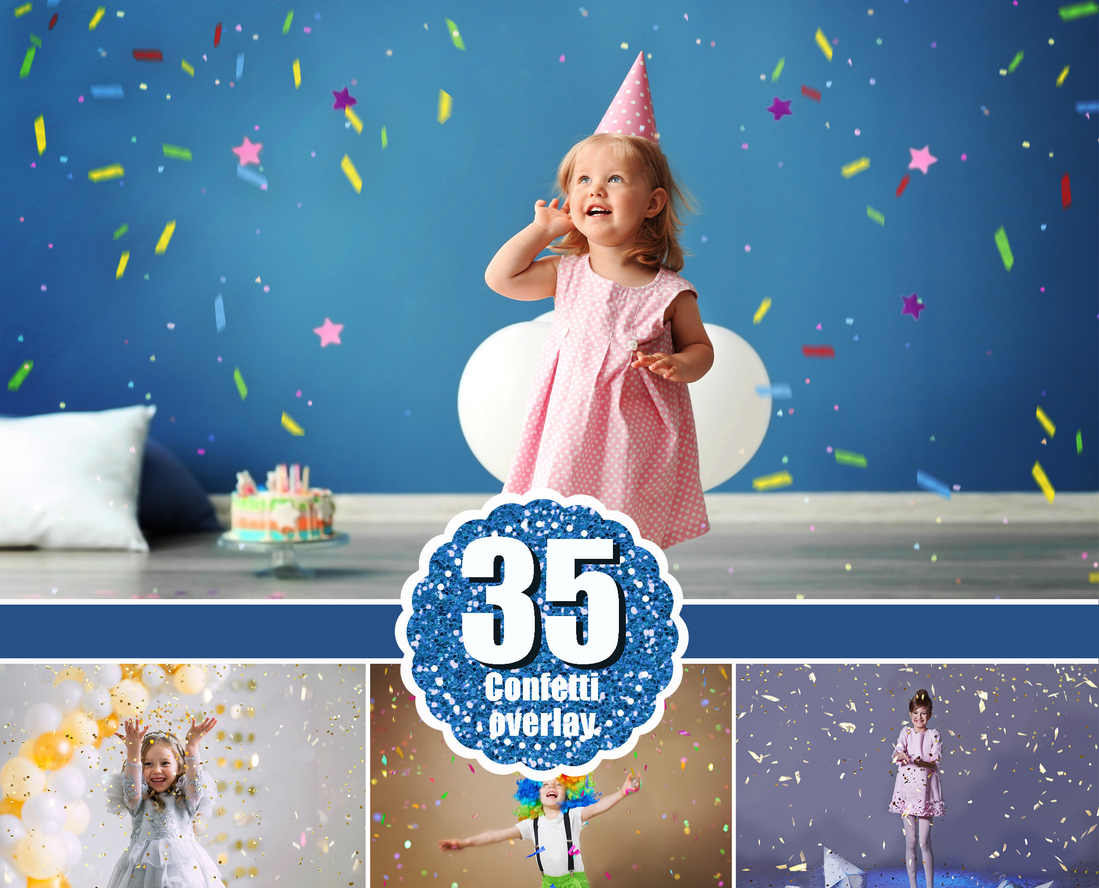 35 Confetti Photo Overlays, Birthday Holiday Confetti, Photoshop ...