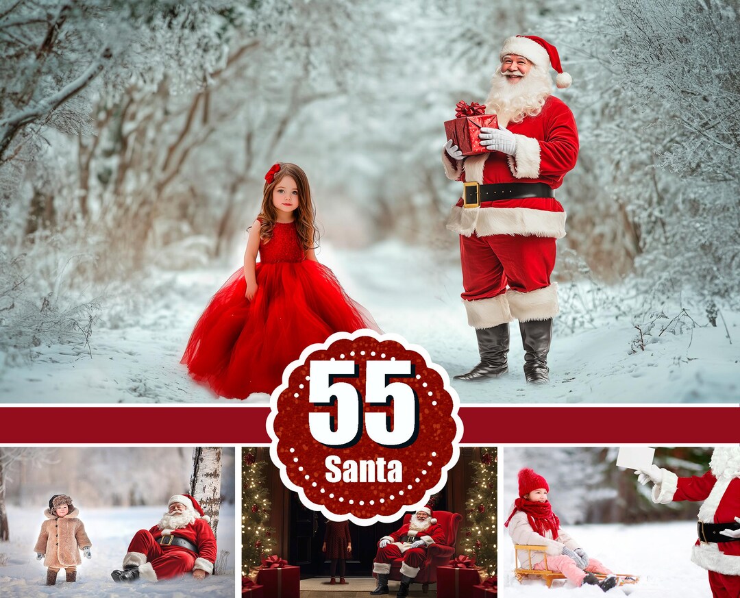 Bundle of 55 Real Santa Overlay, Photoshop Overlay, Digital Background ...