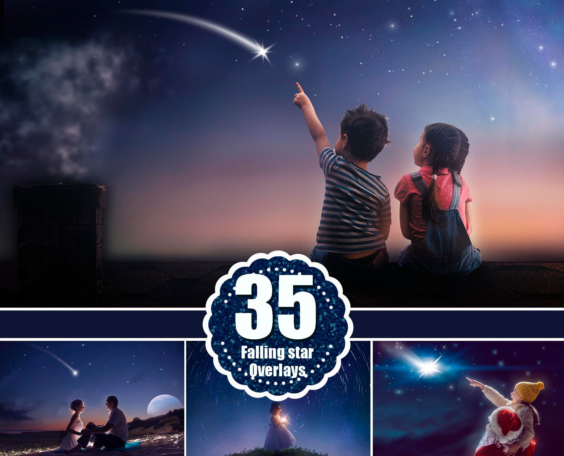35 Falling Star Photoshop Overlay Night Sky Starlight Milky - Etsy