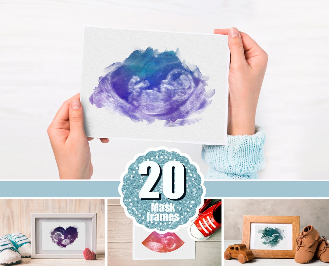 20 Watercolor Ultrasound Photo Mask, Portrait Photo Masks, Paint Frame ...