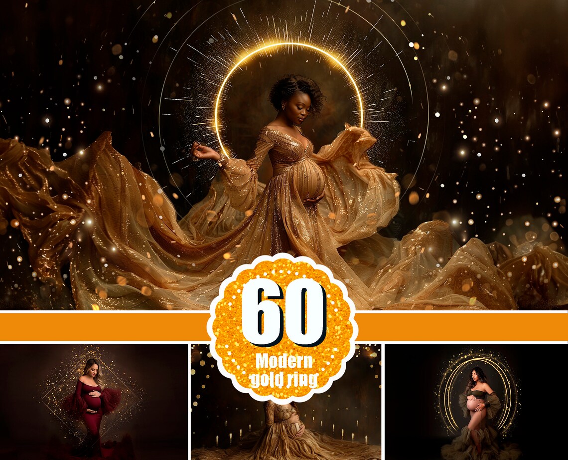 60 Gold Light Modern Ring Maternity Overlays, Maternity Circle Overlay ...
