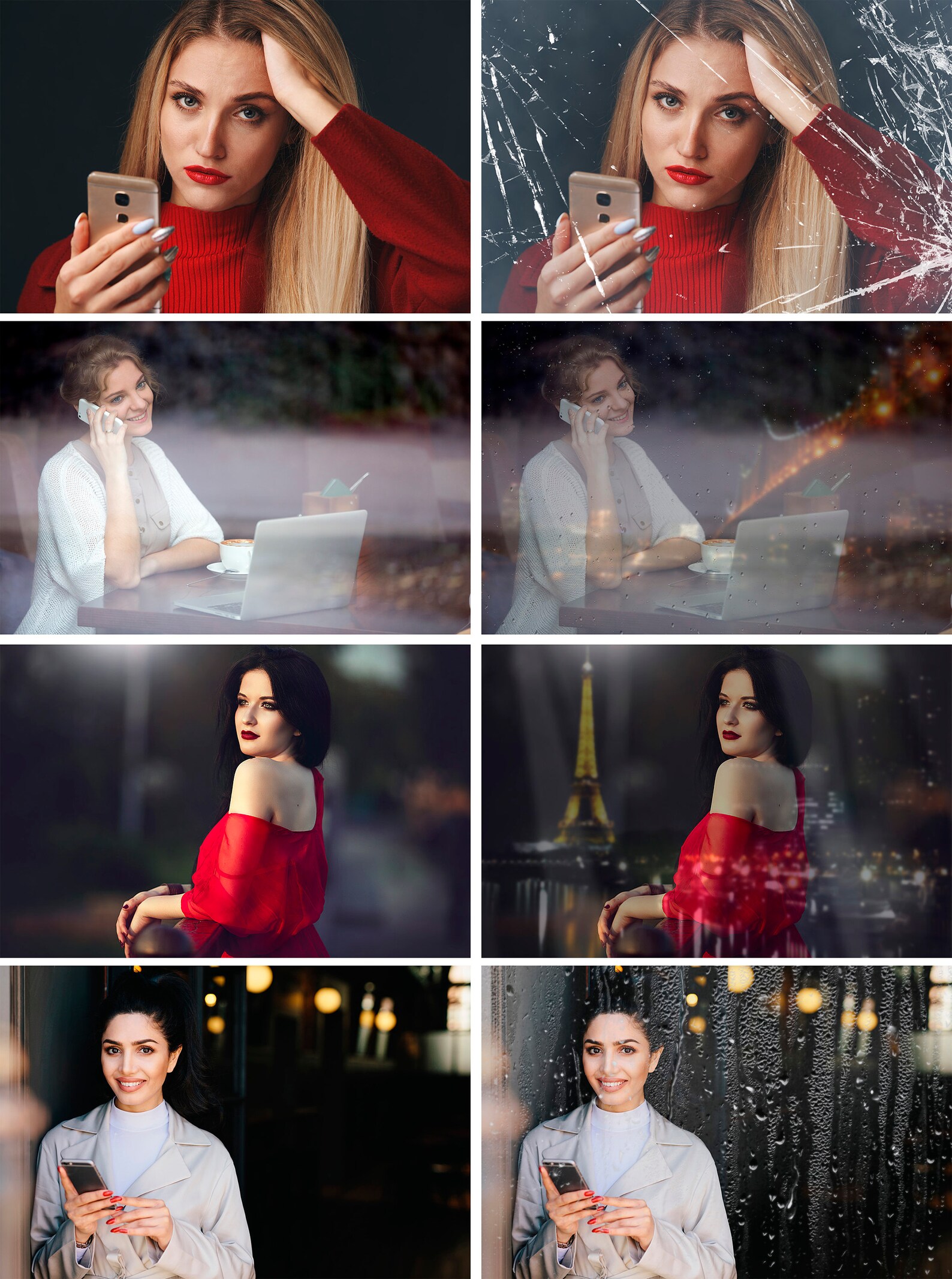 60 Realistic Glass Photoshop Overlays, Broken Glass, Shooting Through ...