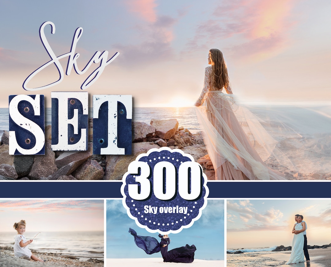 300 Set Pack Bundle Sky Overlay, Photoshop Overlay, Cloud Sunset ...