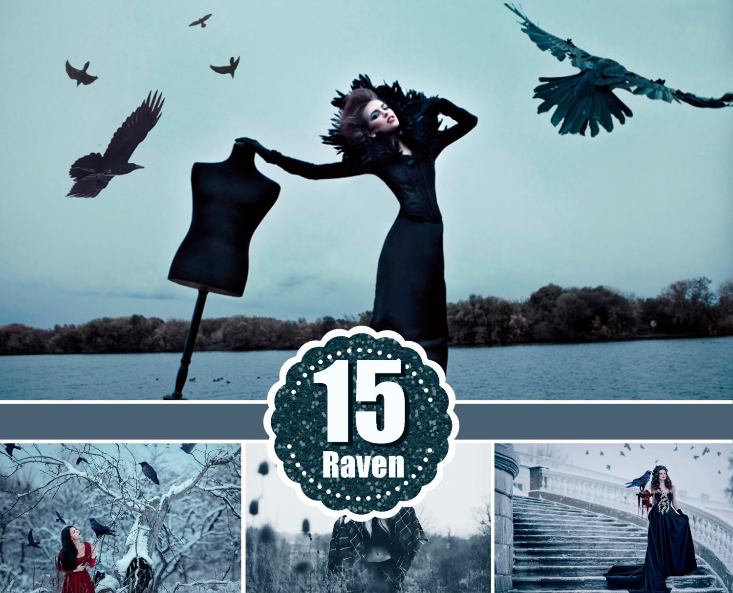 Birds crow raven photoshop overlays realistic natural flying | Etsy