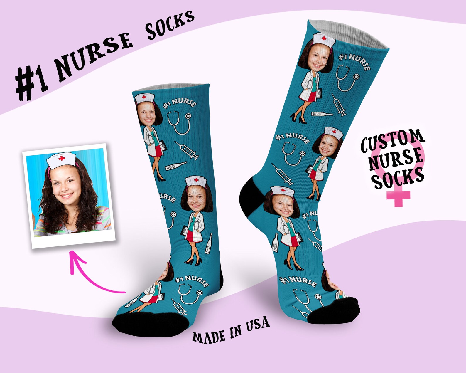 Custom Nurse Socks Funny Nurse Socks Photo Nurse socks The | Etsy