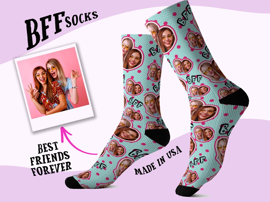 Custom BFF Socks , Funny Face Socks, Bff Picture Socks, Best Friend ...