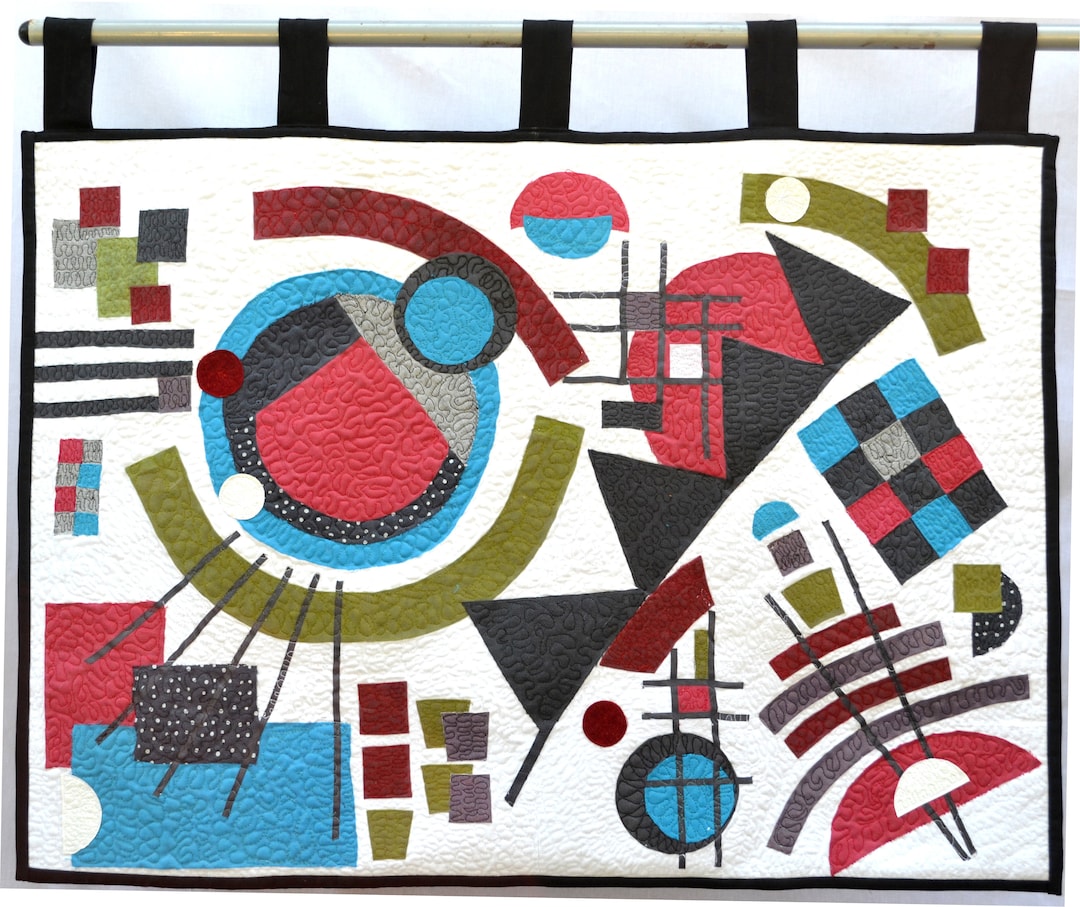 Kandinsky Inspired Quilted Wall Hanging: Abstract Fabric Art Tapestry ...