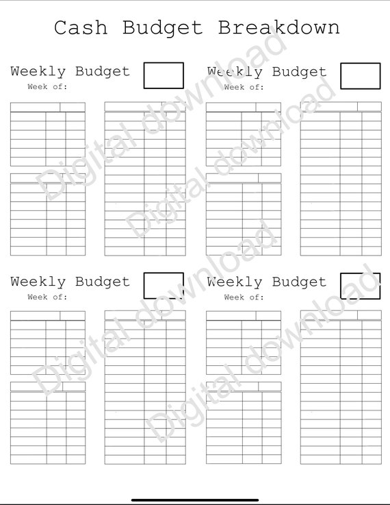 Weekly Cash Budget Breakdown Minimal PDF | Etsy
