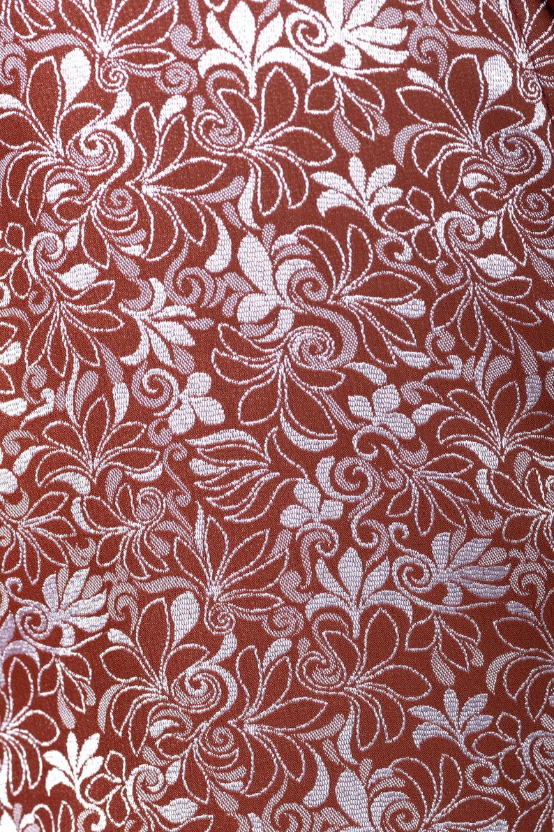 Red Bordeaux With Flower Pattern - Homewear in Silk - Victorian Coat ...