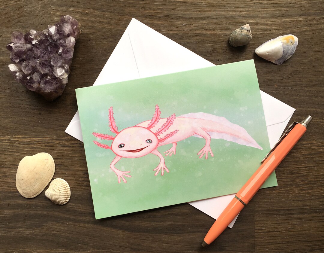 Axolotl Greeting Card Axolotl Illustration Blank Card for Any - Etsy